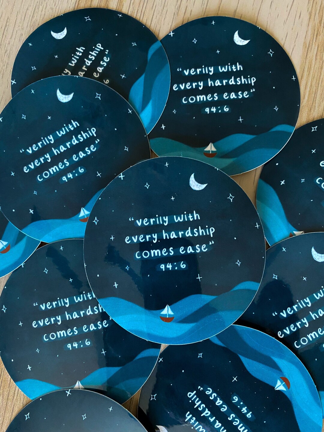 Sticker With Every Hardship Comes Ease Glossy Sticker, Muslim Quote ...