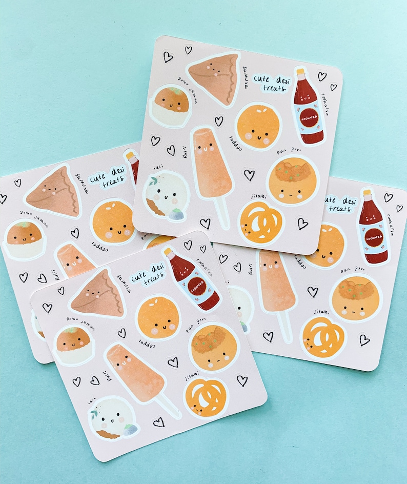 Cute Desi Foods Sticker Setdesi Treatsweatherproof Pastel | Etsy