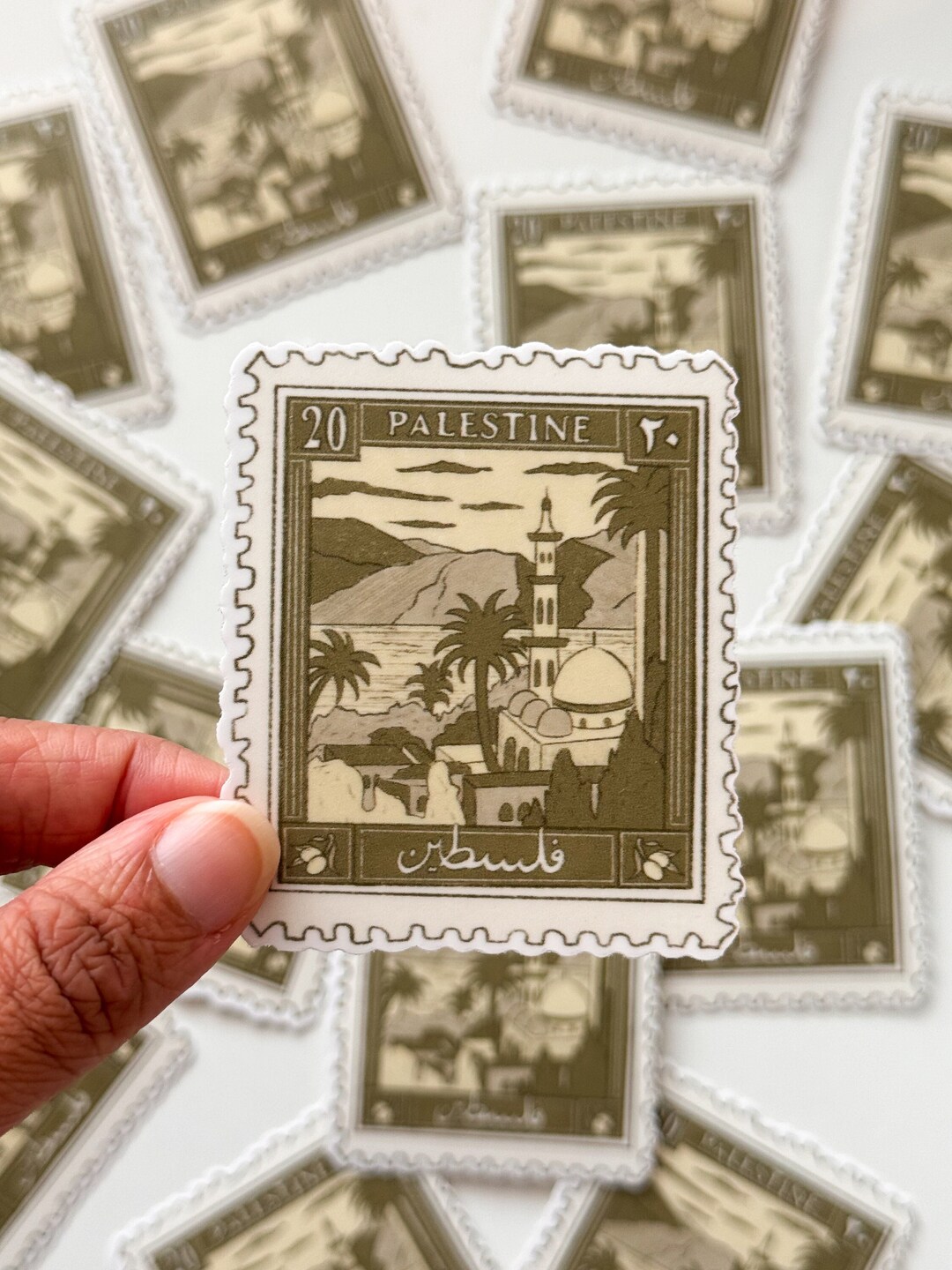 Masjid by the Sea Palestine Stamp Sticker 100% of Profits Go to Palestine, Vintage Palestinian ...