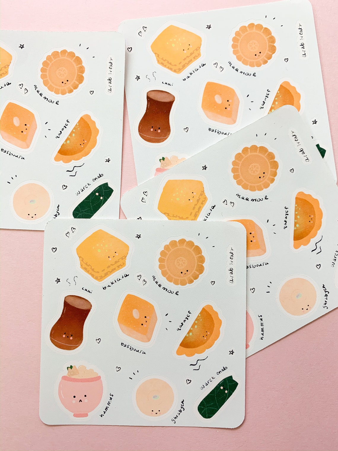 Cute Arab Foods Sticker Setarab Treatsweatherproof Pastel | Etsy