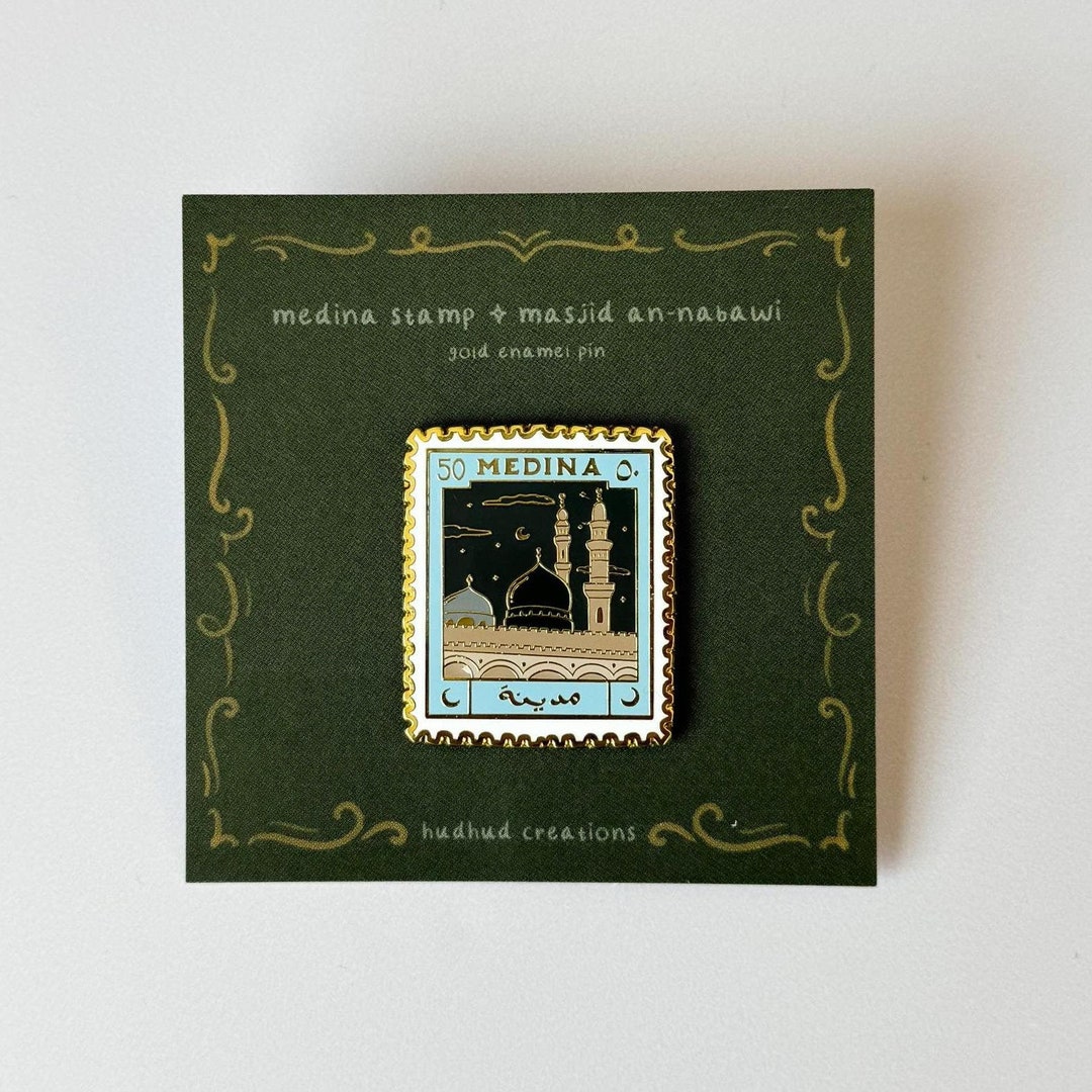 Enamel Pin - Medina & Masjid an Nabawi Stamp, Mecca Makkah Pin Badge ...
