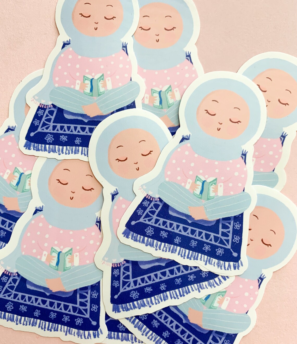Sticker Glossy Hijabi on Prayer Mat Sticker Hijabi Reading | Etsy