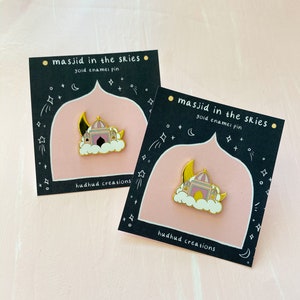 Enamel Pin-masjid in the Skies Gold Enamel Pin, Muslim Pin, Mosque ...