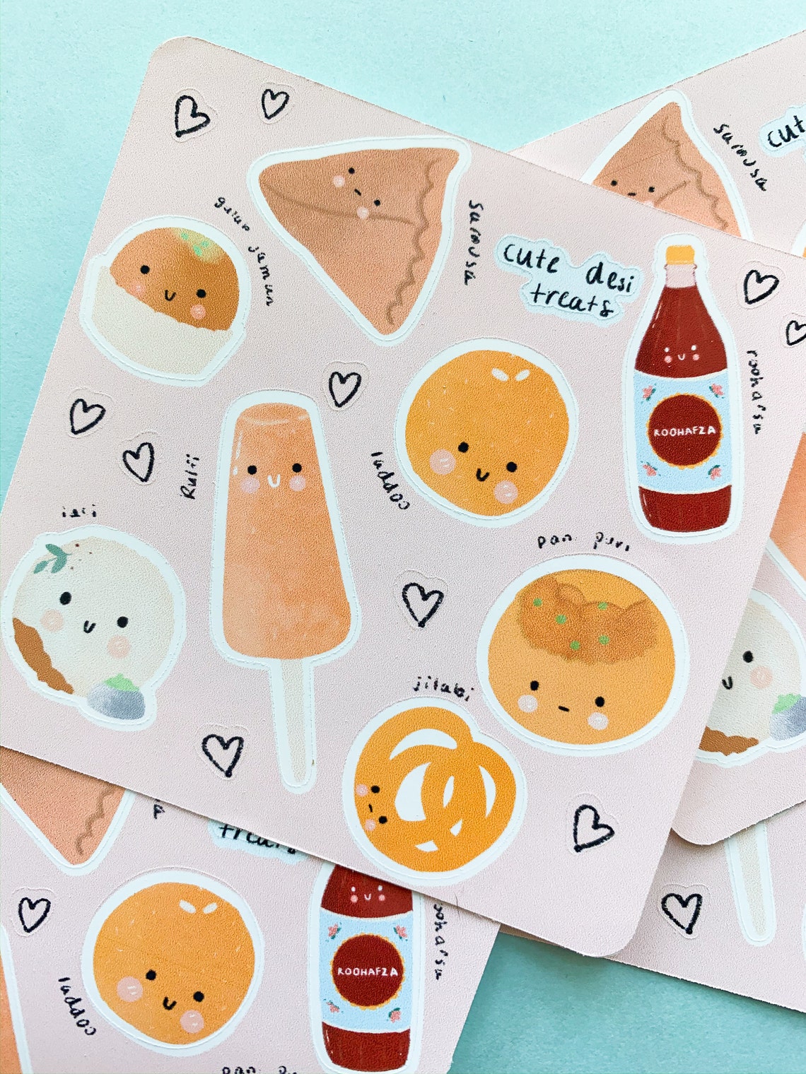 Cute Desi Foods Sticker Setdesi Treatsweatherproof Pastel | Etsy