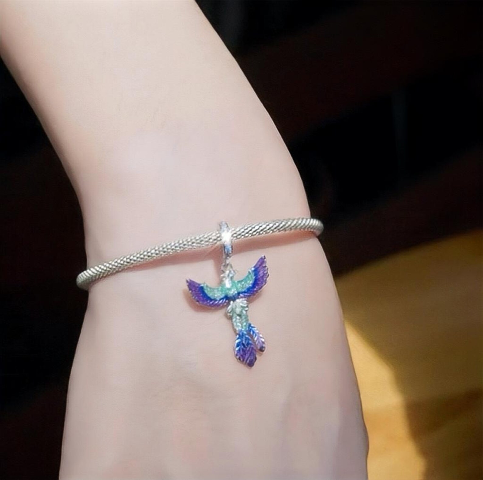 Sterling Silver Fantasy Phoenix Charm, Elegant Phoenix Charm, Original ...