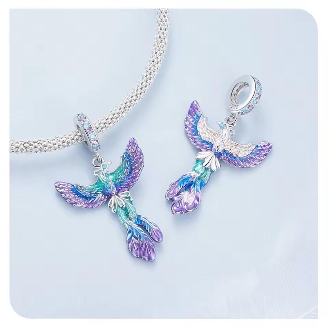 Sterling Silver Fantasy Phoenix Charm, Elegant Phoenix Charm, Original ...