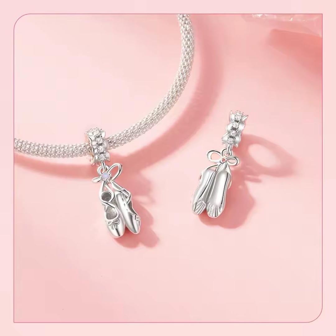 Sterling Silver Ballet Shoes Charm, Ballet Dancing Shoes Charm ...