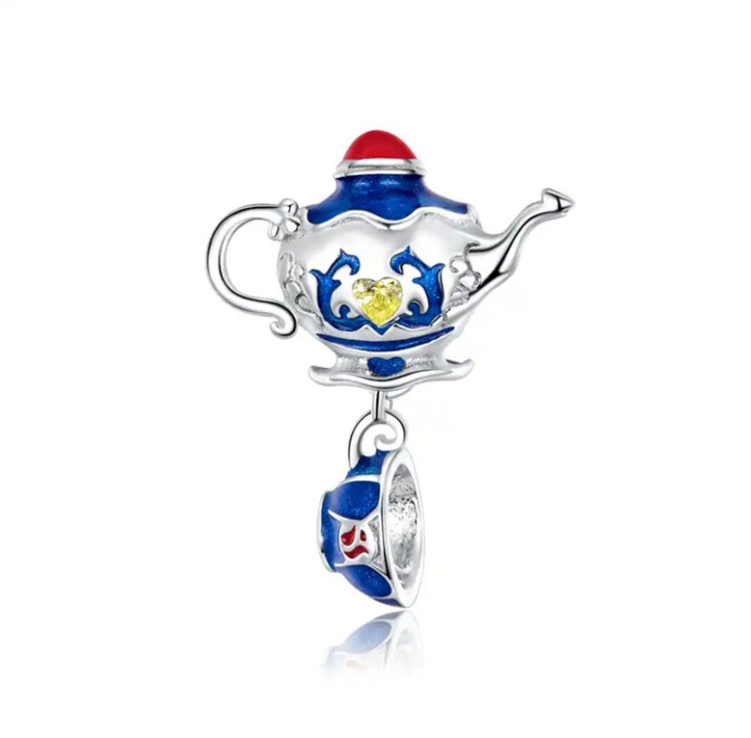 Teapot and Tea Cup Dangle Charm, Retro Tea Set Charm, 100% Real ...