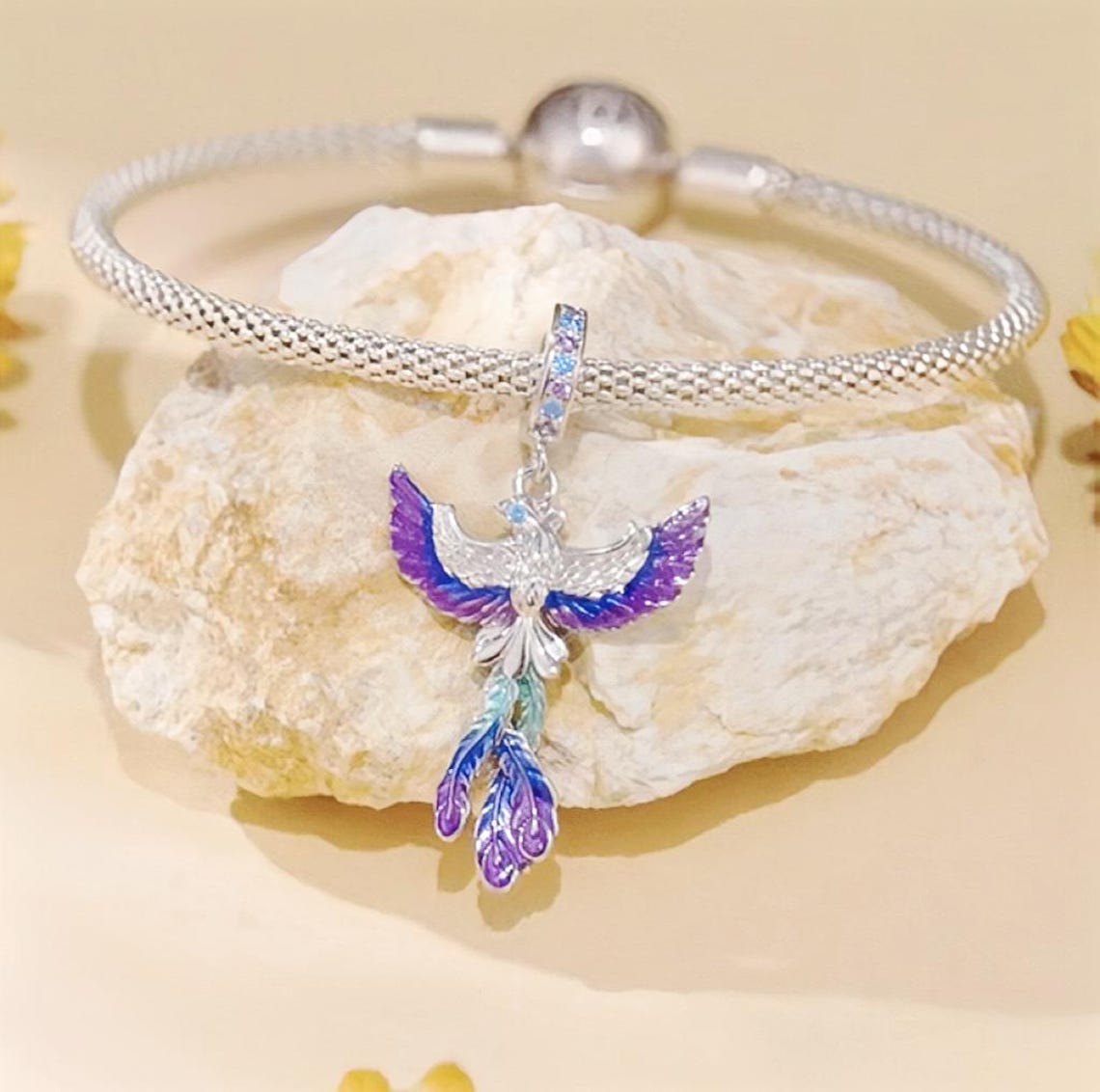 Sterling Silver Fantasy Phoenix Charm, Elegant Phoenix Charm, Original ...