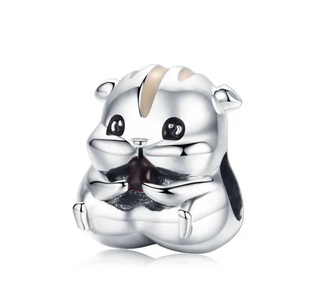 Lovely Chipmunk Charm, Chipmunk Eating Nut Charm, 100% Real Sterling ...