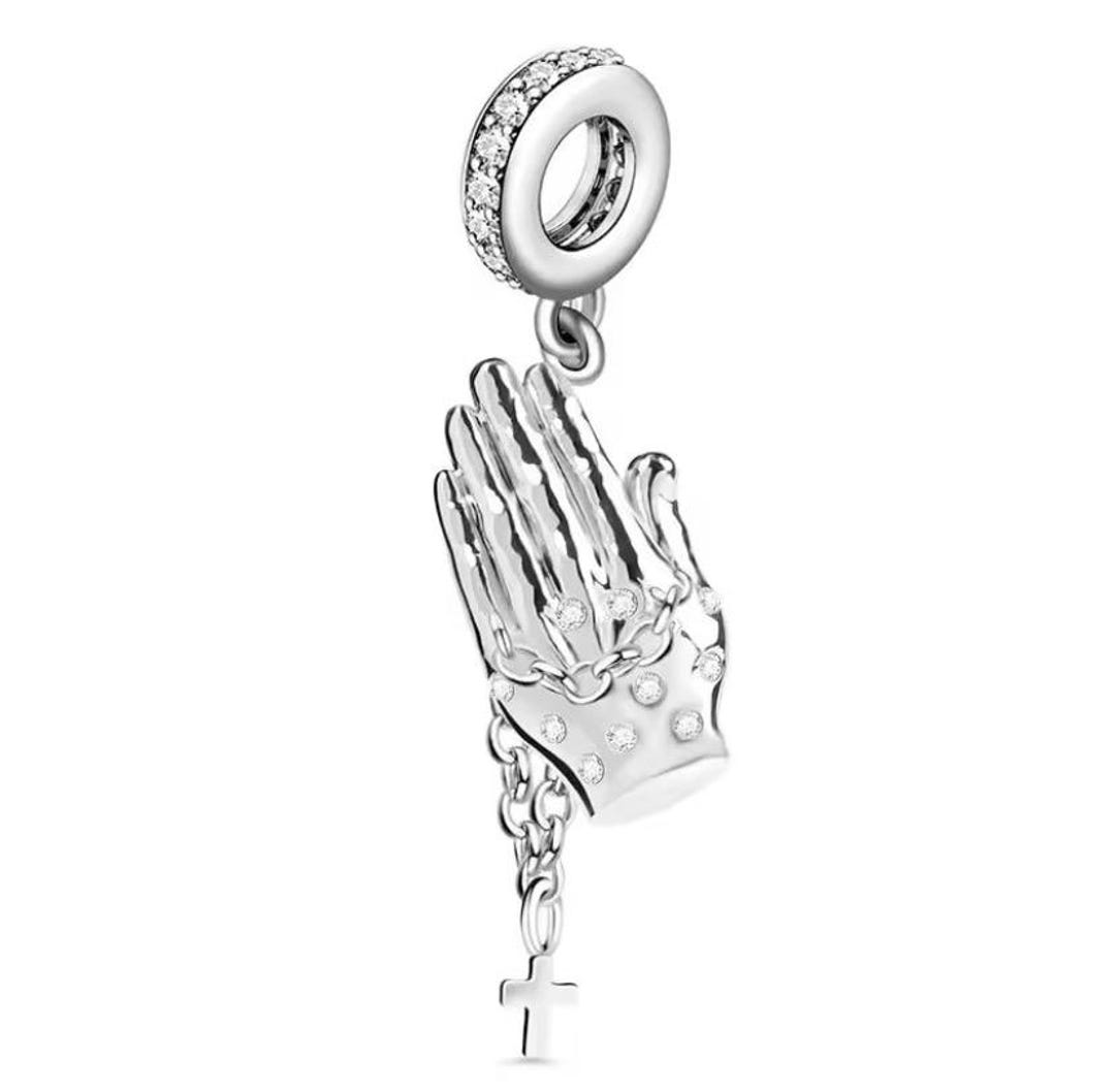 Praying Hands With Cross Charm, Christian Church God Charm, 100% Real ...