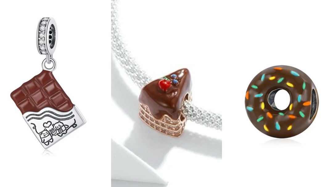 Chocolate Charm Serie - Chocolate Bar, Cake & Donut Charms, 100% Real ...