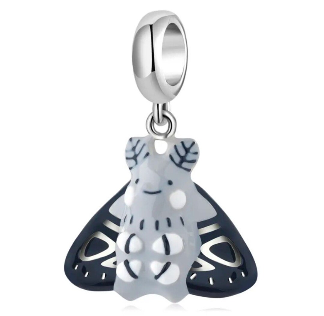 Cartoon Moth Charm, Animal Insect Moth Charm, 100% Real Sterling Silver ...