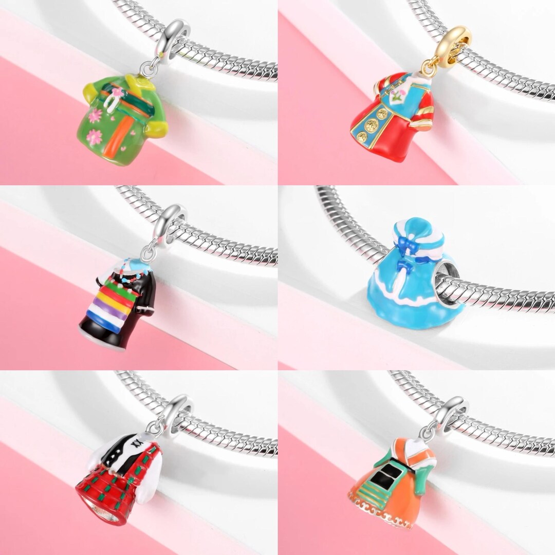 Ancient Dress Culture Charm Serie - Asia & Europe, 100% Real Sterling ...