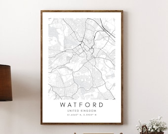 Watford Uk Map Print - Etsy