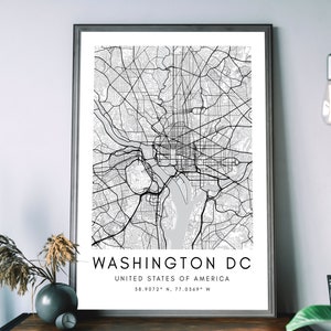 Washington DC Map Printable Wall Art - Washington DC City Map Wall ...