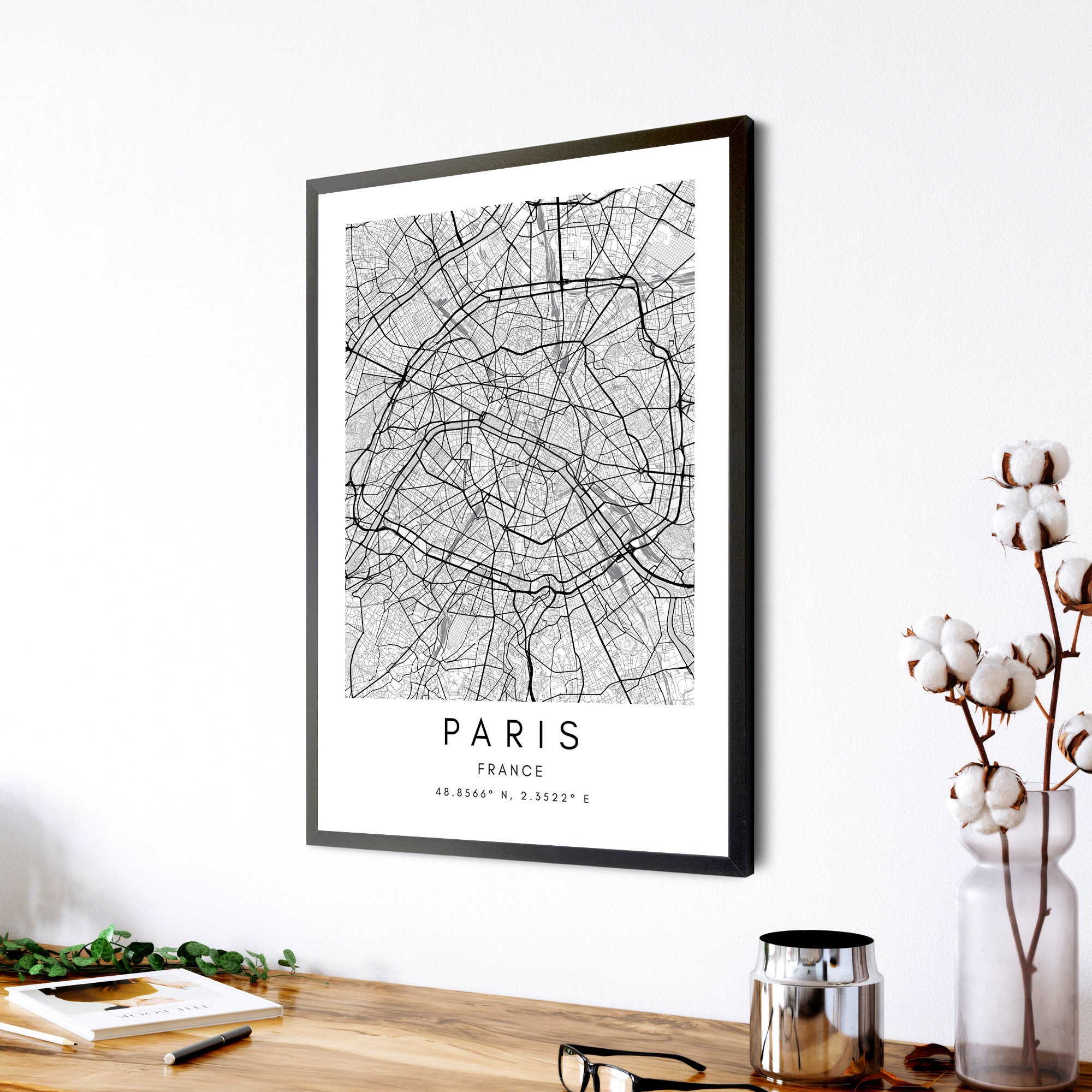 Paris France Minimalist Map Poster Print Paris Street Map - Etsy UK