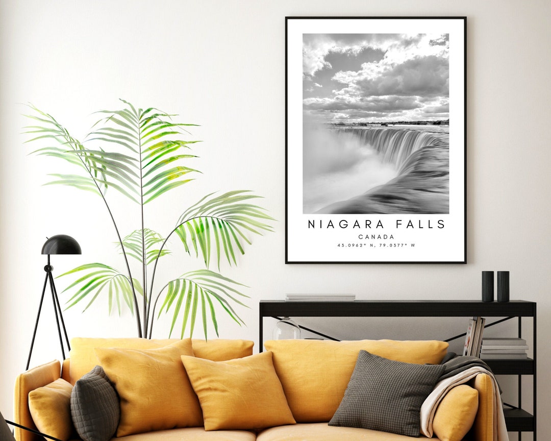 Niagara Falls Print: Minimalist Black and White Canada Wall Art - Etsy