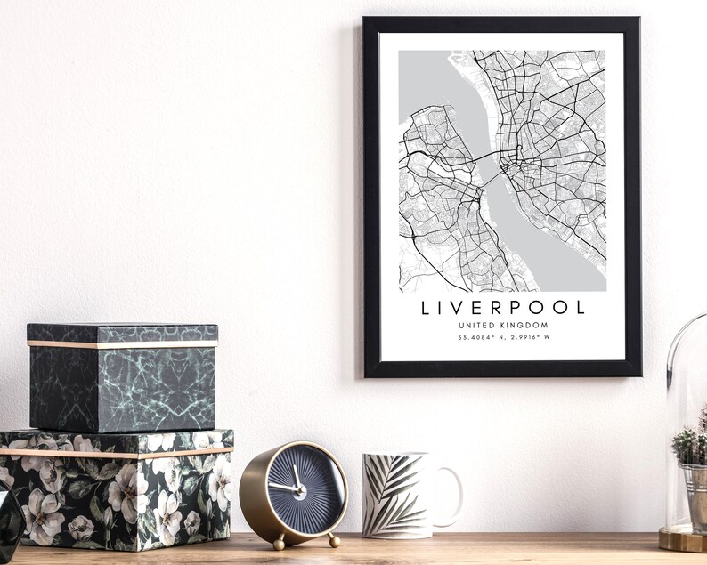 Liverpool Map Print Art Liverpool City Map Wall Art - Etsy UK