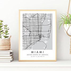Miami Printable Map Print - Miami Map Wall Art Print - Miami Wall Decor ...