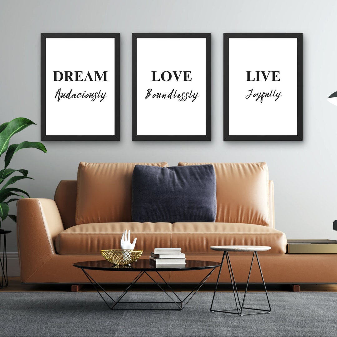 Inspirational Life Mantra Quotes Set of 3 Posters - Dream, Love, Live ...
