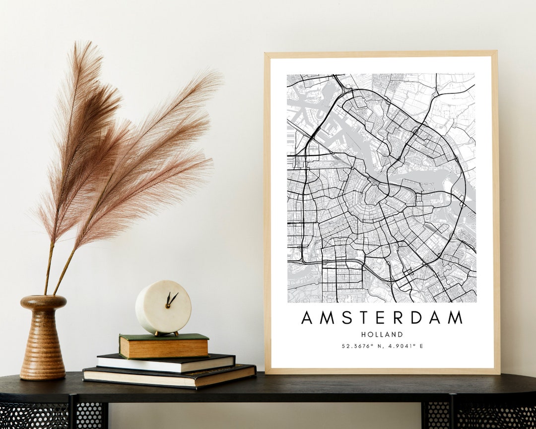 Amsterdam Map Art Print - Amsterdam Map Art Travel Poster - Amsterdam ...