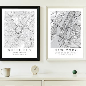 Sheffield City Map Wall Art Print - Sheffield Street Map Wall Poster ...