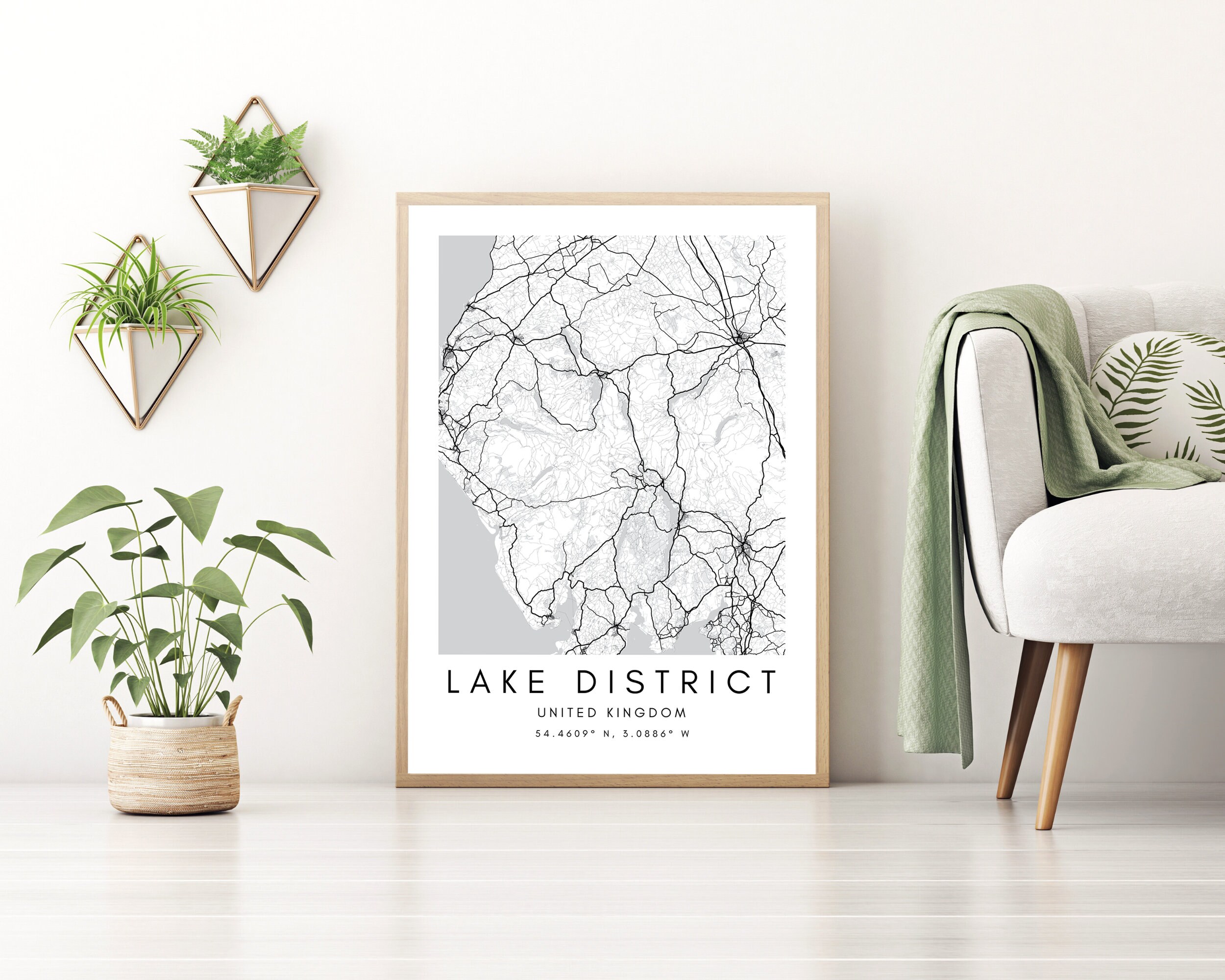 Lake District National Park Minimalist Map Art Lake District - Etsy UK