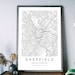 Sheffield City Map Wall Art Print Sheffield Street Map Wall - Etsy