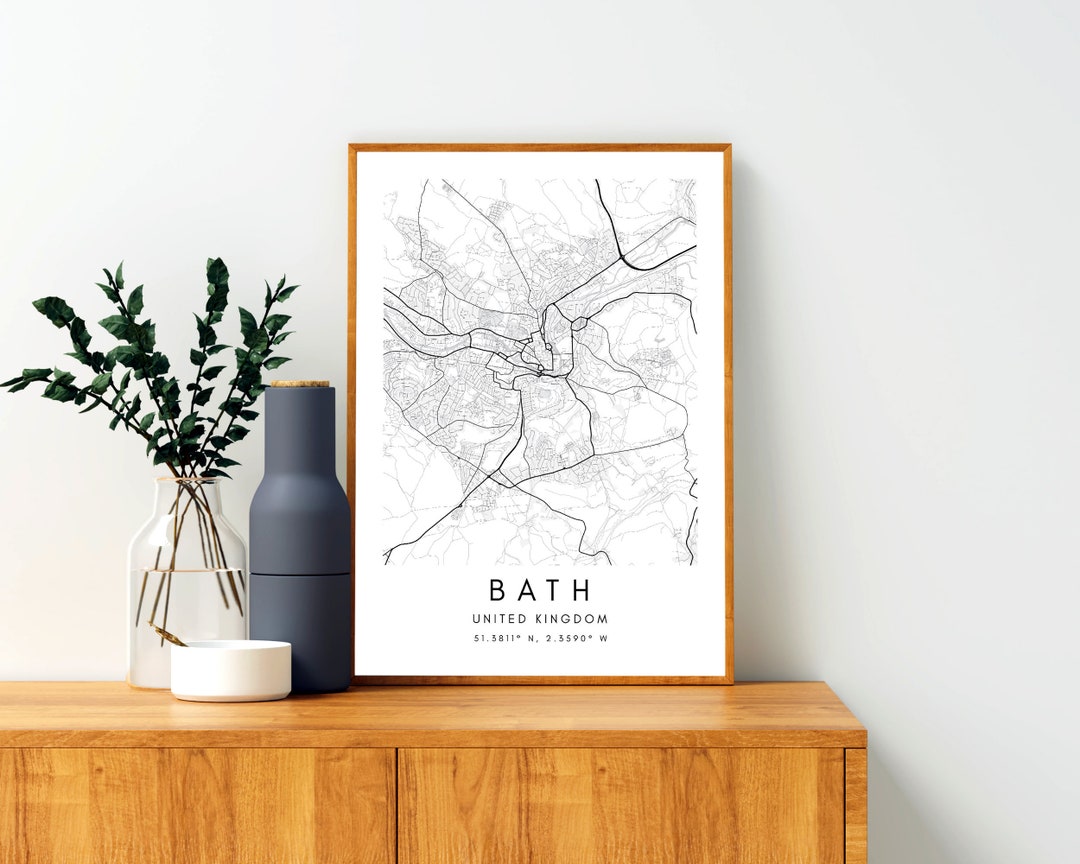Bath City Map Print - Bath England Printed Map Poster – Bath Print Map ...