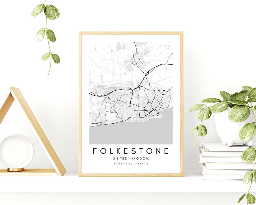 Folkestone Map Art: Minimalist Framed Wall Decor - Etsy