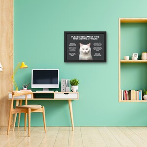 Funny White Cat House Rules Print: Cat Lover Gift - Etsy