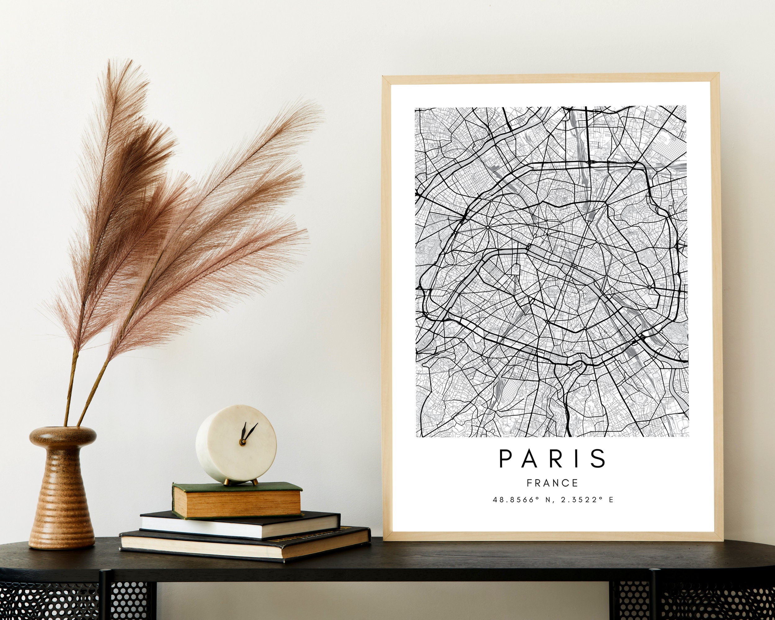Paris France Minimalist Map Poster Print Paris Street Map - Etsy UK