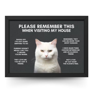 Funny White Cat House Rules Print: Cat Lover Gift - Etsy