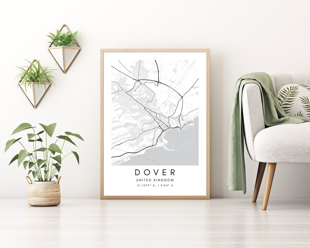 Impresión de mapa minimalista de Dover Arte del mapa enmarcado del ...