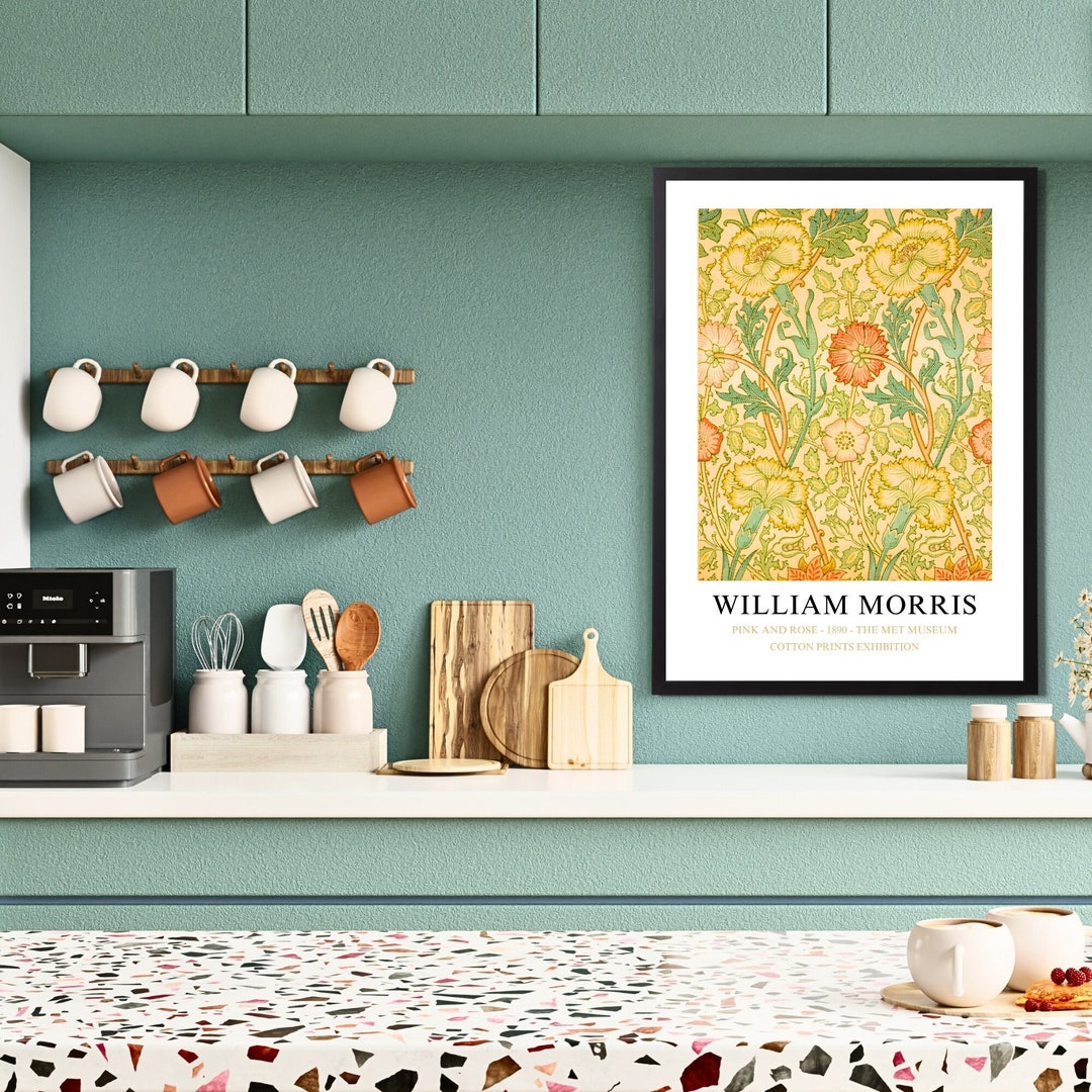 Poster William Morris Pink & Rose Dessins d'artistes célèbres ...
