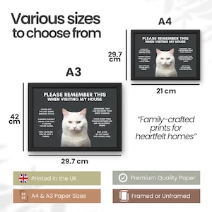 Funny White Cat House Rules Print: Cat Lover Gift - Etsy