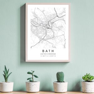 Bath City Map Print - Bath England Printed Map Poster – Bath Print Map ...
