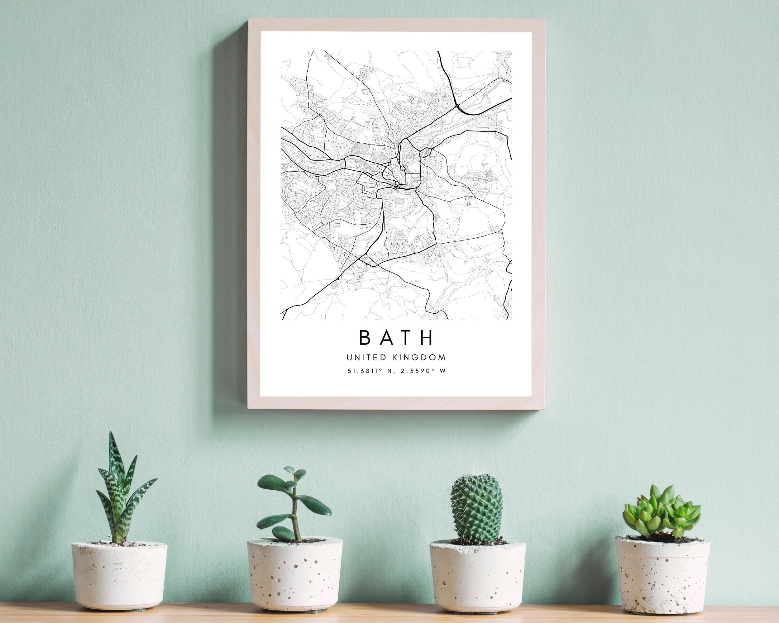 Bath City Map Print Bath England Printed Map Poster Bath | Etsy