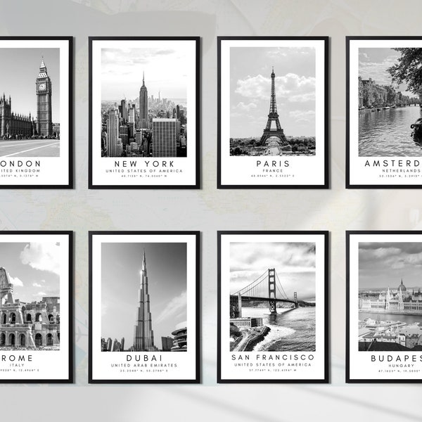 Black and White Framed City Prints - Etsy