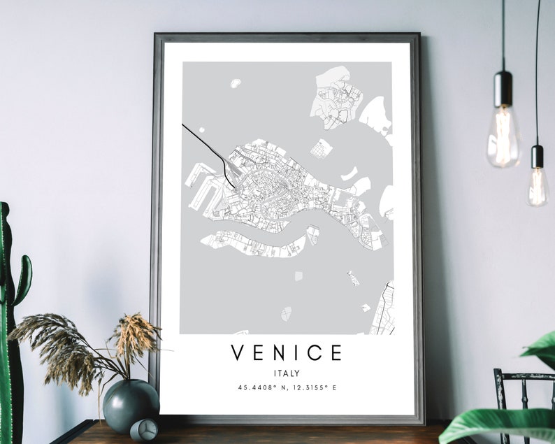 Venice Minimalist Map Wall Art Prints Venice Italy Map Wall - Etsy