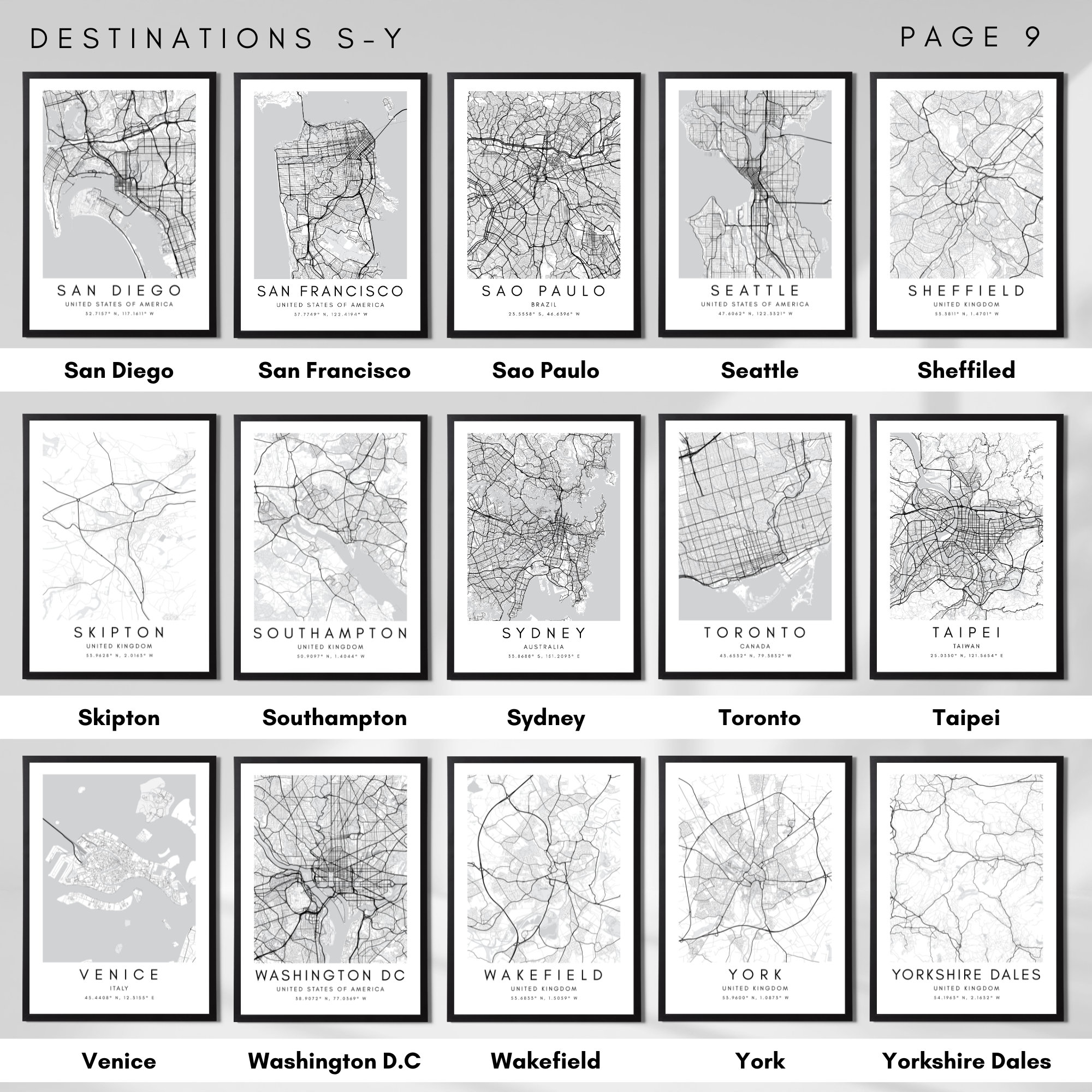 Custom City Map Print: Minimalist Black & White Travel Poster - Etsy