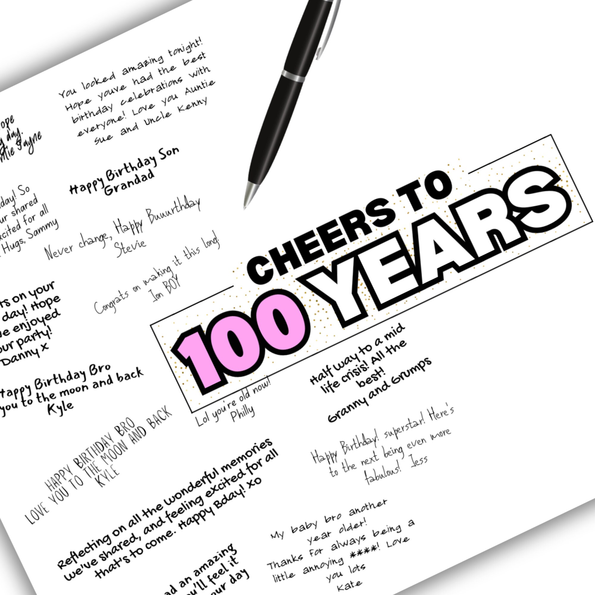 100th Birthday Signature Poster: Milestone Guest Book (A3 Size) - Etsy