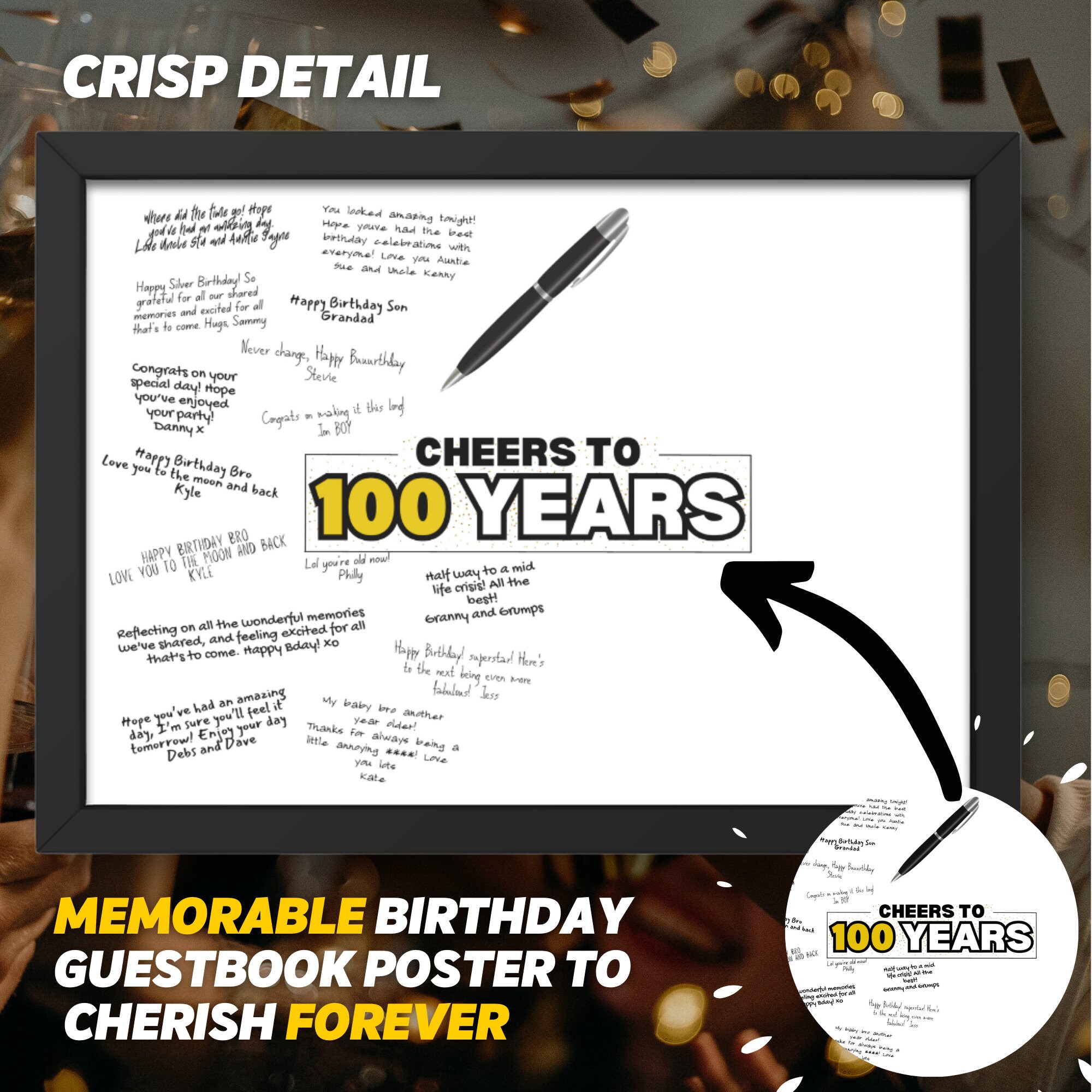 100th Birthday Signature Poster: Milestone Guest Book (A3 Size) - Etsy