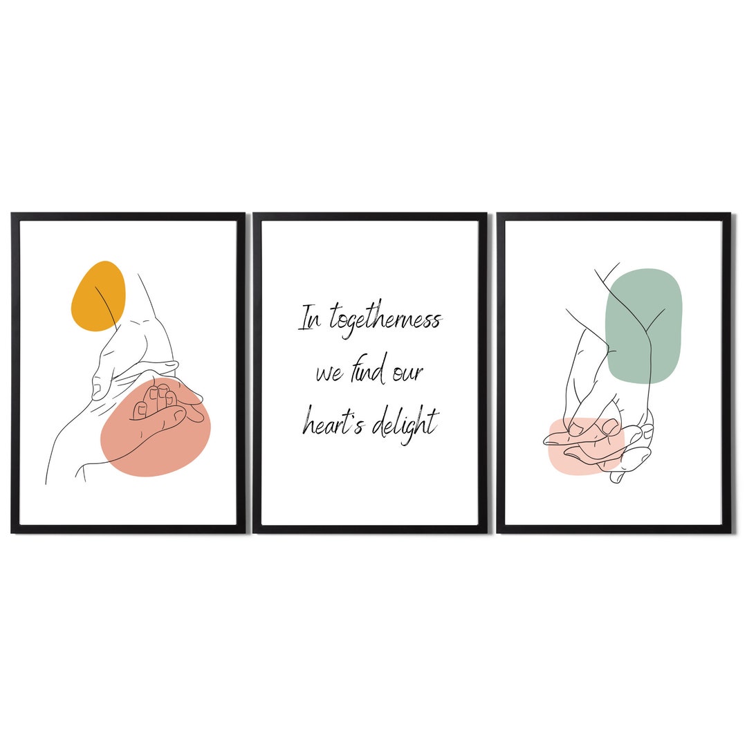 Togetherness Abstract Art and Quote Prints - Set of 3 Posters for ...