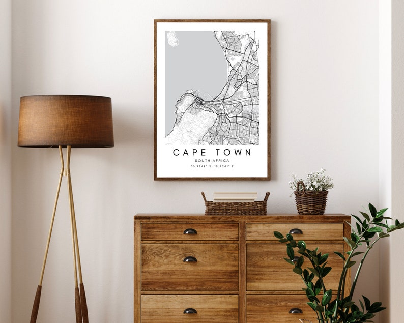 Cape Town Map Wall Art Printable City Map Art Cape Town - Etsy