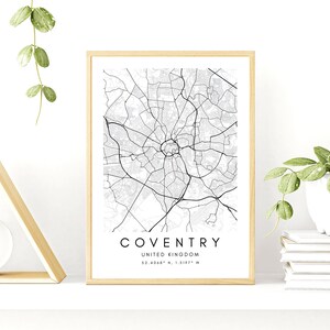 Coventry Minimalist Map Art - Coventry Framed Wallart - UK City Map ...