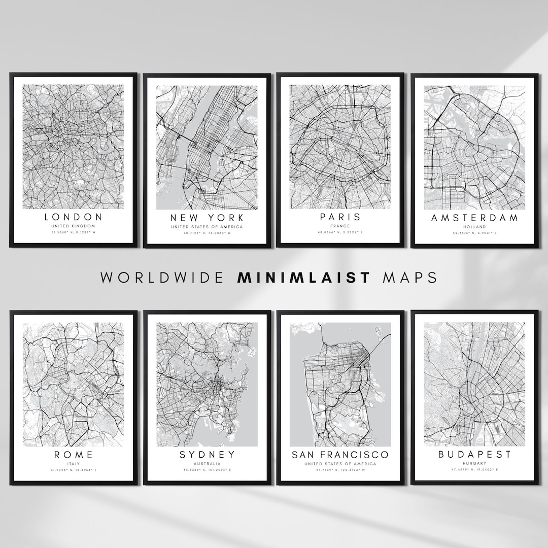 Custom City Map Print: Minimalist Black & White Travel Poster - Etsy
