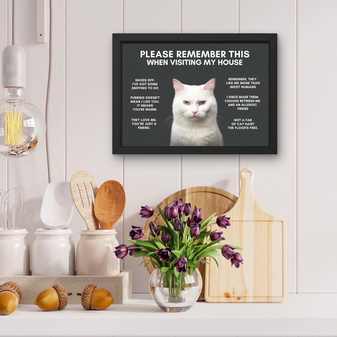 Funny White Cat House Rules Print: Cat Lover Gift - Etsy
