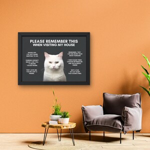 Funny White Cat House Rules Print: Cat Lover Gift - Etsy